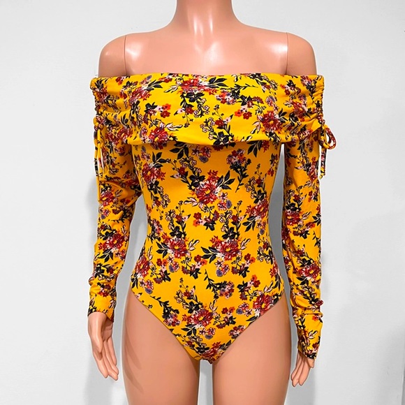 No Boundaries | Tops | No Boundaries Yellow Floral Offshoulder Bodysuit | Poshmark